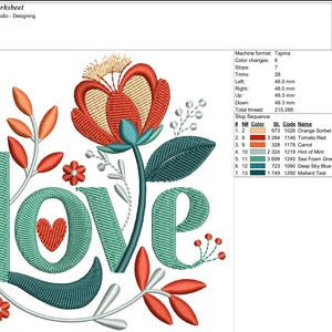 Elegant Floral LOVE Embroidery Design, Love Embroidery File, Happy ...
