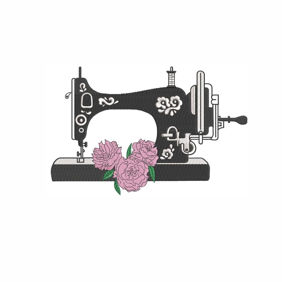 Sewing Machine With Flower- Embroidery Design, 7 Sizes, Instant ...