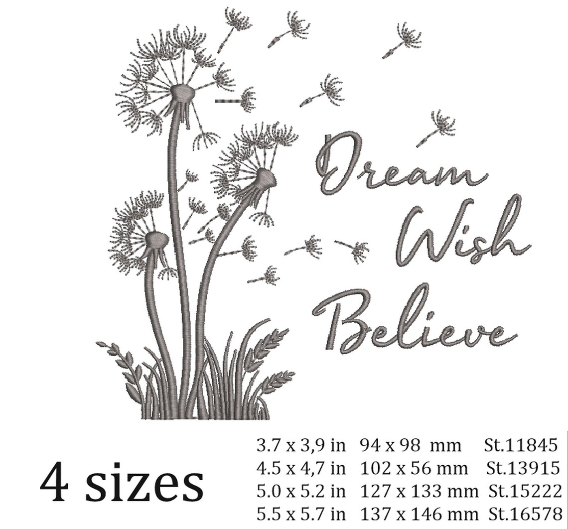 Dandelion Embroidery Design 4 Sizes. - Etsy