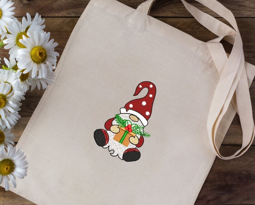 Design de bordado de gnomo de Natal, gnomo de inverno, 4 tamanhos ...