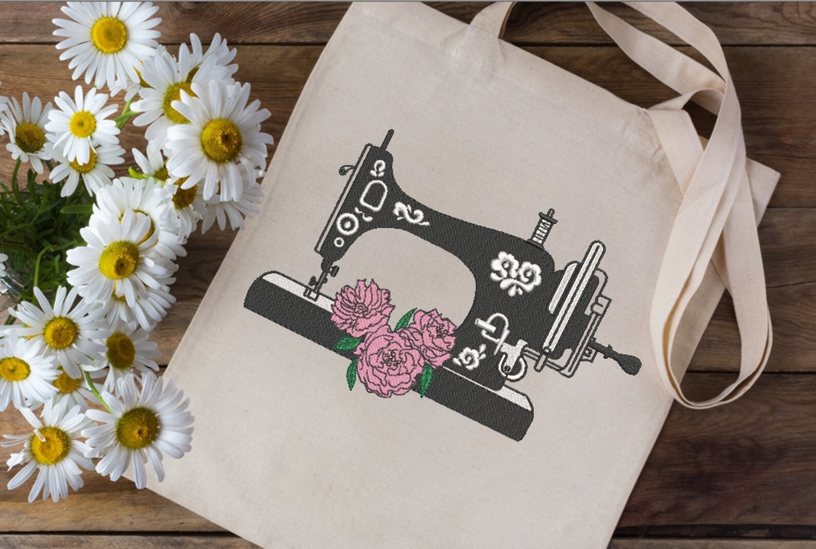 Sewing Machine With Flower- Embroidery Design, 7 Sizes, Instant ...