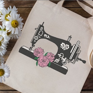 Sewing Machine With Flower- Embroidery Design, 7 Sizes, Instant ...
