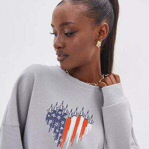 Fighter Jet American Flag Heart Embroidery Design: Patriotic USA (8 ...