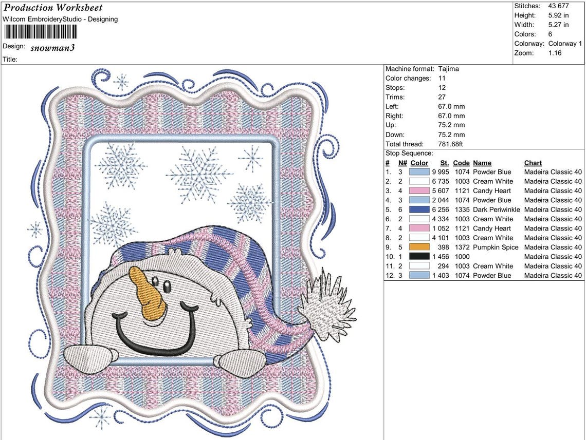 Snowman Machine Embroidery Design , Winter Embroidery, 5 Sizes, Instant ...