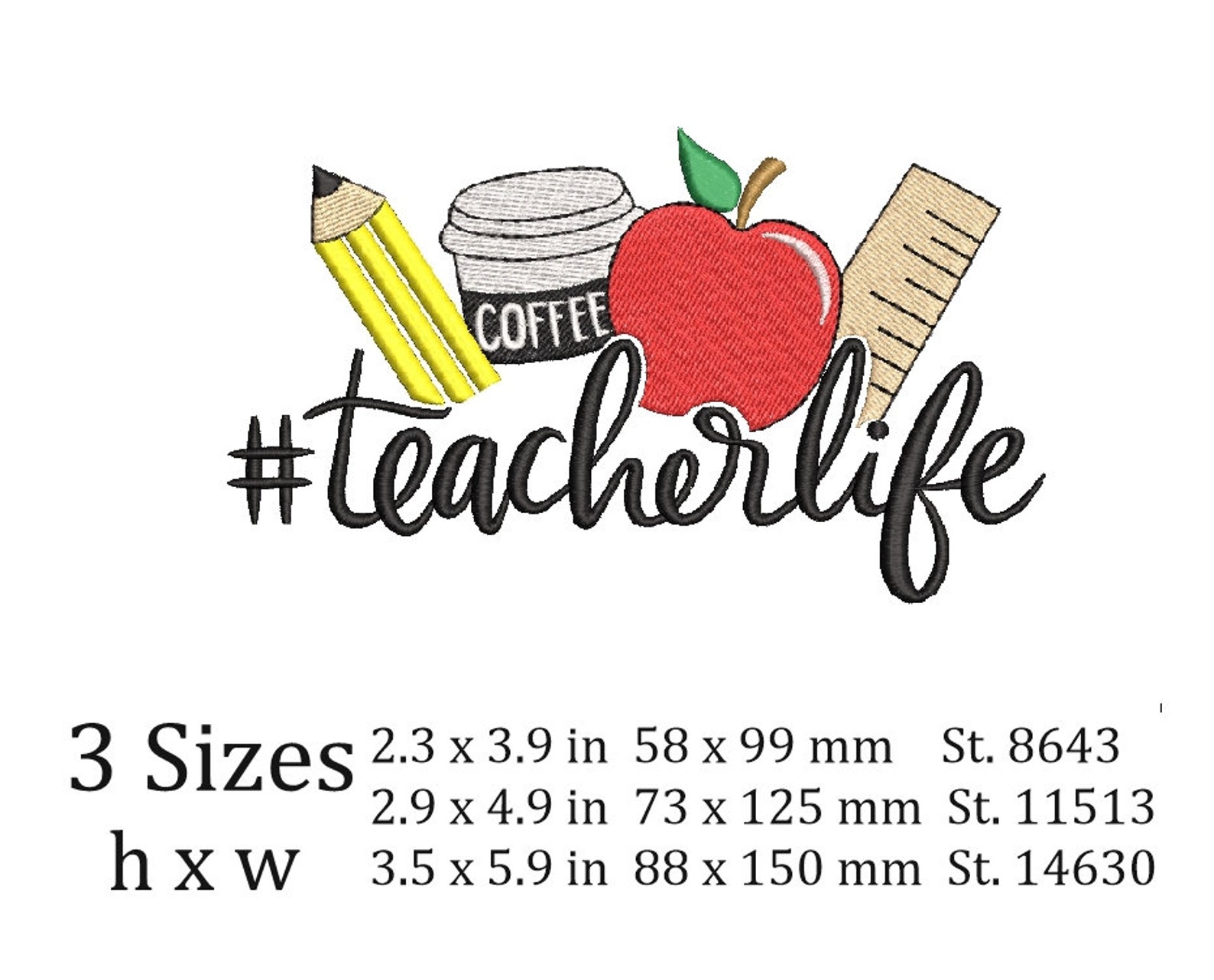 Teacher Life Embroidery Design Back to School Embroidery - Etsy