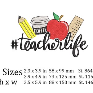 Teacher Life Embroidery Design: Back to School (instant Download) - Etsy