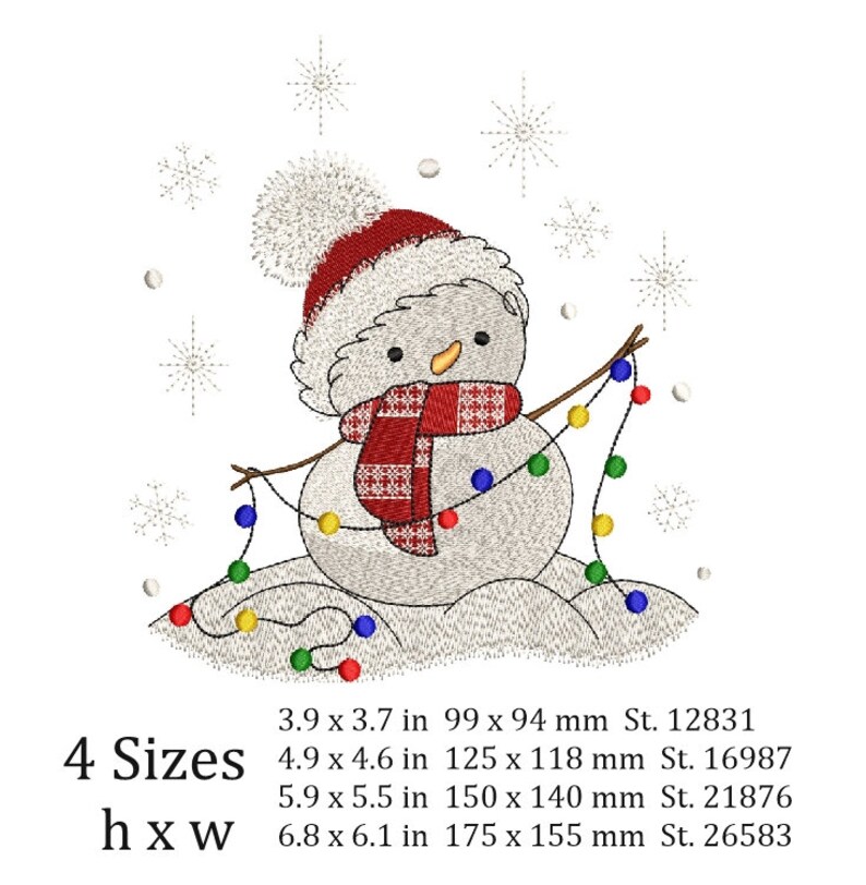 Snowman Machine Embroidery Design Winter Embroidery 4 - Etsy