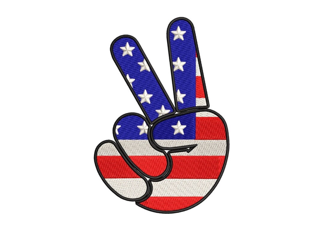 America Peace Sign Fingers Patriotic Embroidery Design, 4 Sizes ...