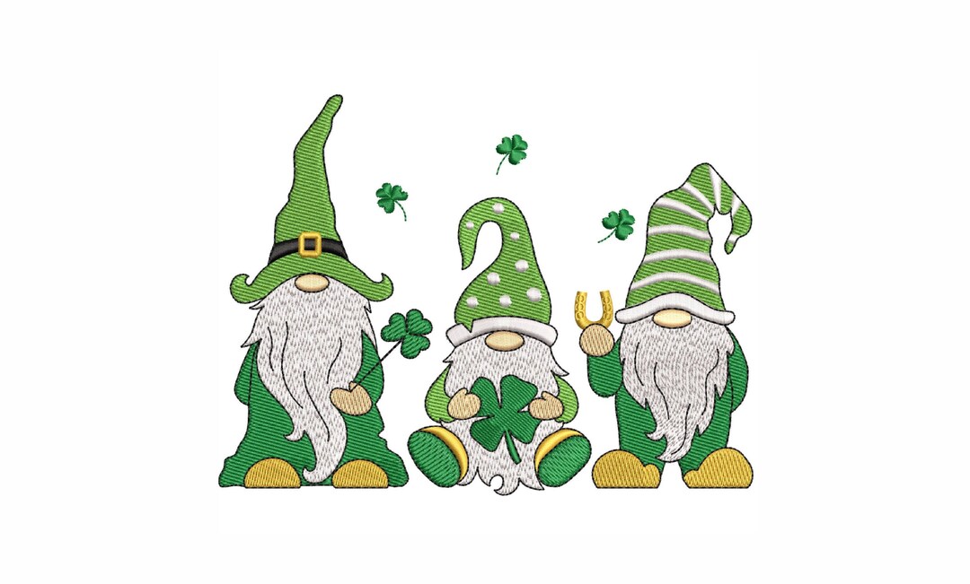 St. Patricks Day Gnomes Embroidery 3 Sizes Instant Download. - Etsy