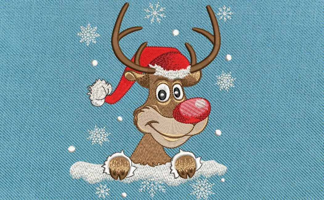 Reindeer Christmas Embroidery Design: Holiday Decor (5 Sizes) (digital ...