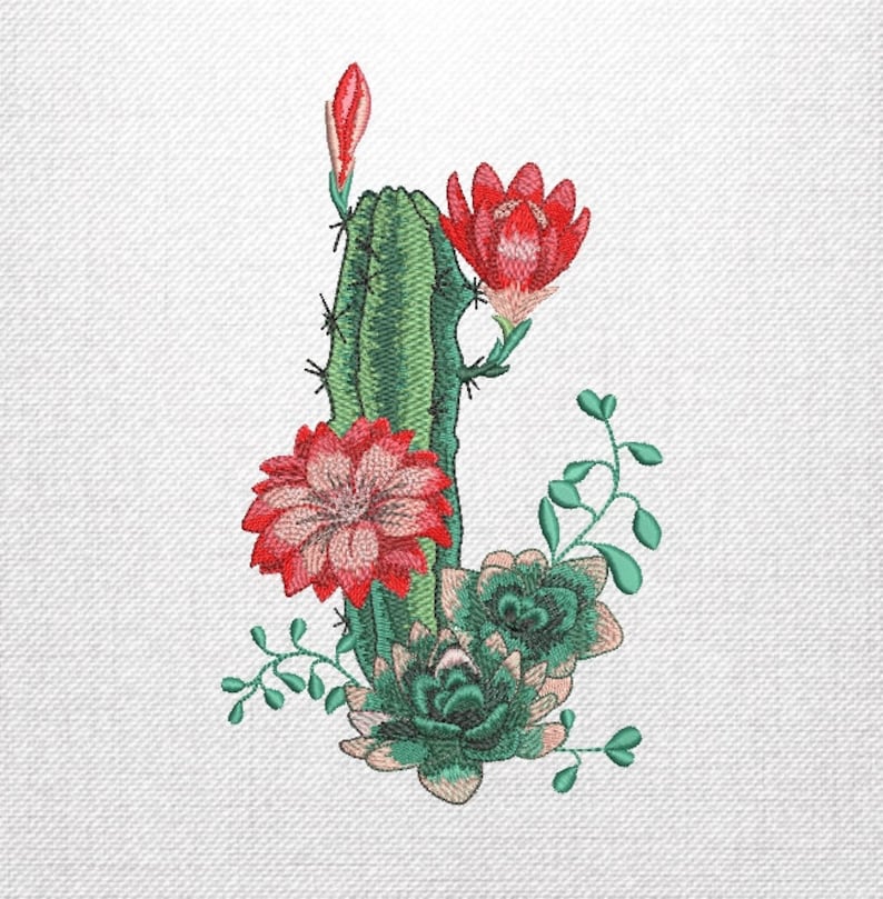 Cactus Machine Embroidery Design 4 Sizes. - Etsy