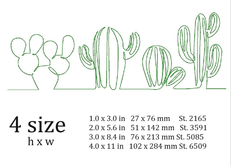 Cactus Machine Embroidery Design 4 Sizes - Etsy