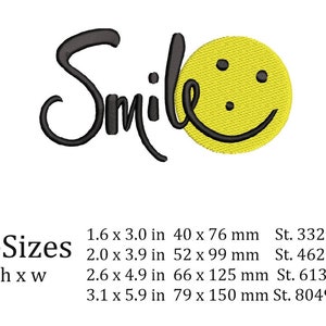 Smile Embroidery Design, Emoji Face With a Smile, 4 Sizes, Instant ...
