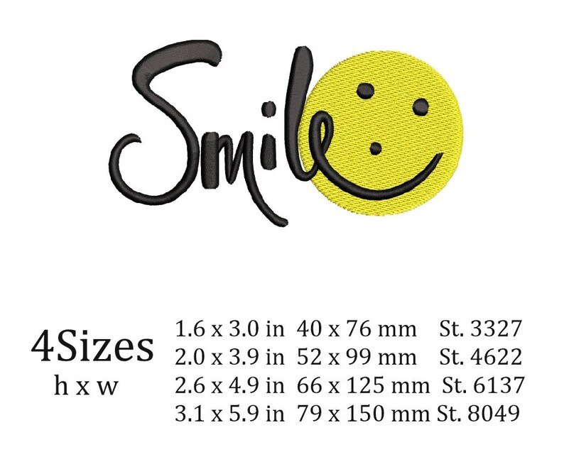 Smile Embroidery Design Emoji Face With a Smile 4 Sizes - Etsy
