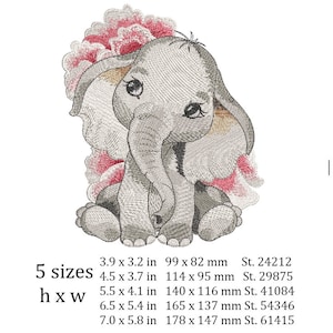 Elephant Embroidery Design, 5 Sizes. - Etsy