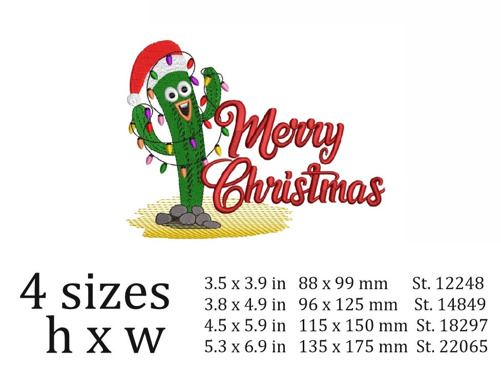 Cactus Machine Embroidery Design Christmas Embroidery - Etsy