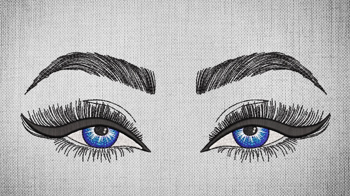Eyelashes Embroidery Design 4 Sizes Instant Download. - Etsy