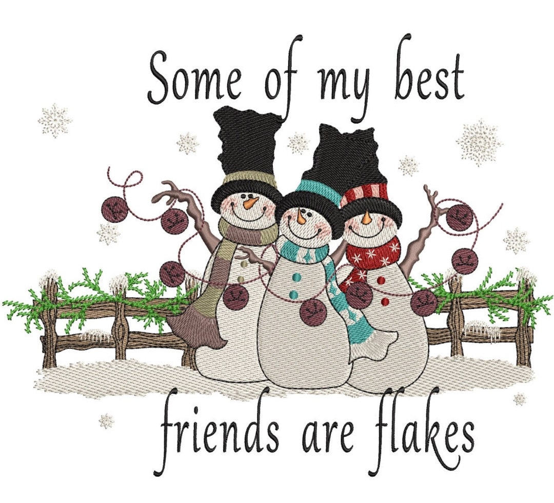 Snowmen Machine Embroidery Design: Winter Flakes, 5 Sizes - Etsy