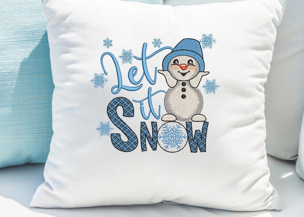 Snowman Machine Embroidery Design Let It Snow Embroidery - Etsy
