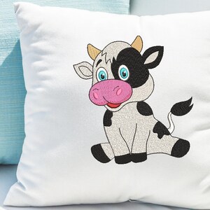 Baby Cow Machin Embroidery Design, Cute Calf Embroidery, Farm Animal ...