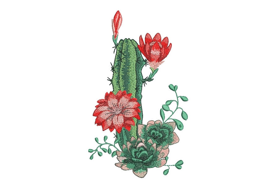 Cactus Machine Embroidery Design 4 Sizes. - Etsy