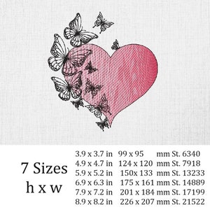 Heart Machine Embroidery Design , 7 Sizes. - Etsy