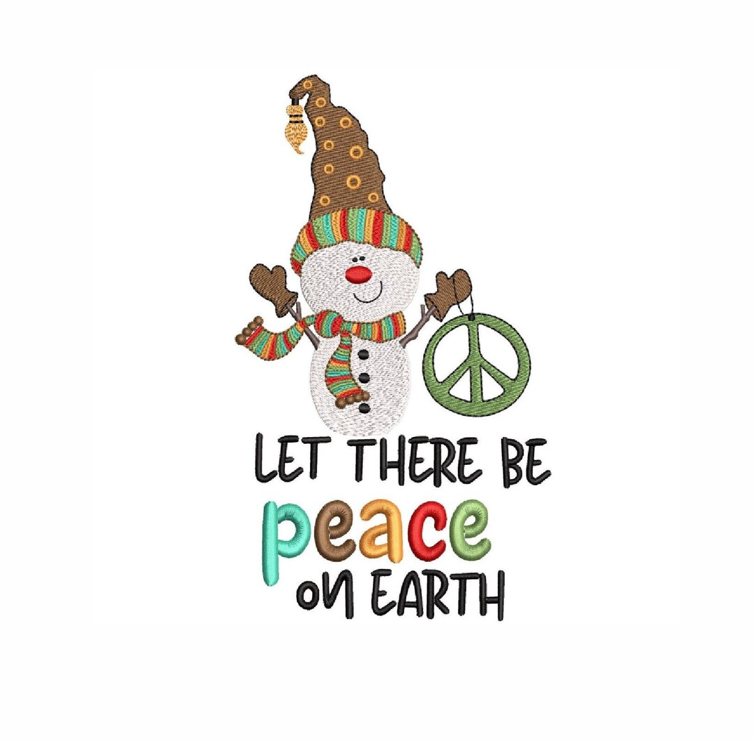 Snowman Embroidery Design: Peace on Earth Winter Design (instant ...