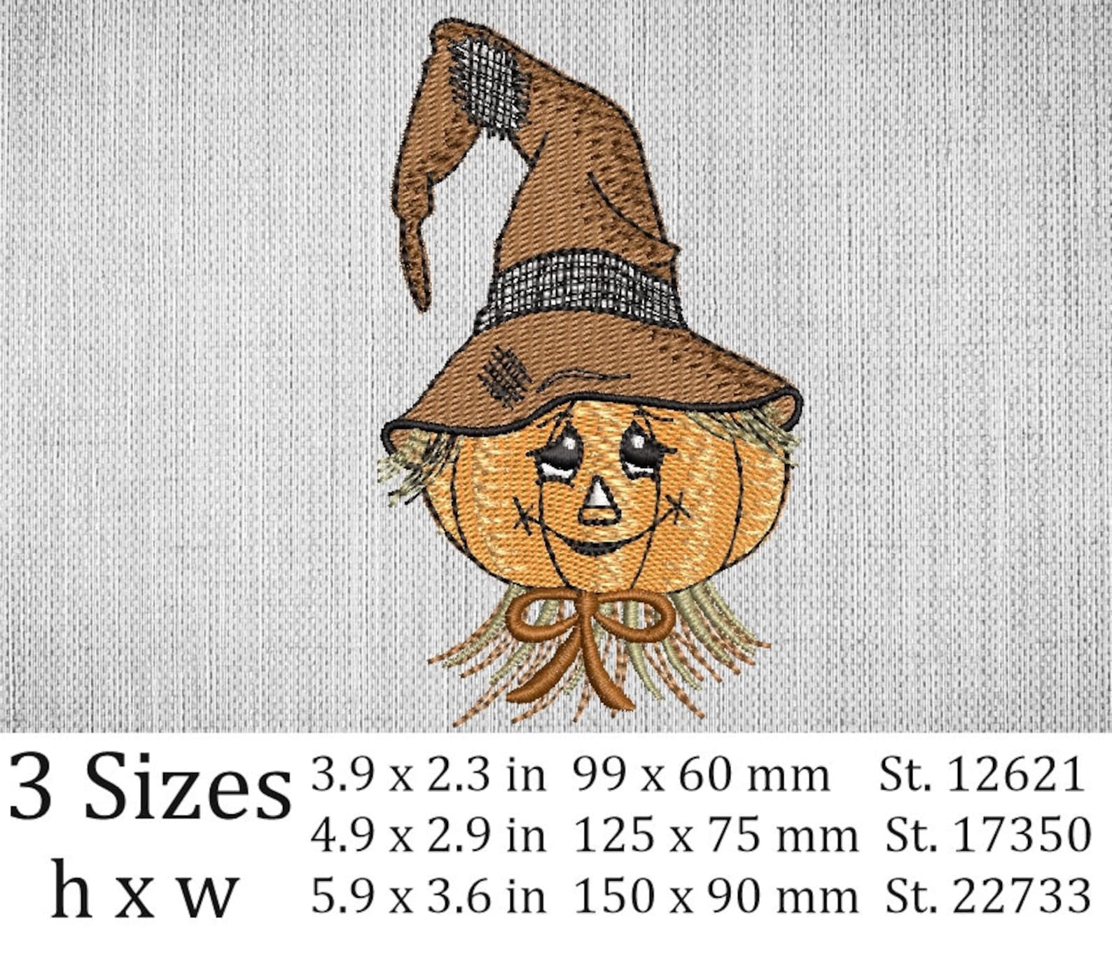 Scarecrow Pumpkin Embroidery Design: Autumn Thanksgiving (3 Sizes ...