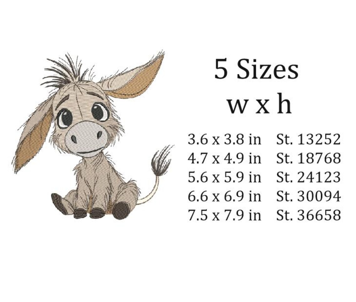 Funny Donkey Machine Embroidery Design: Farm Animal (instant Download ...
