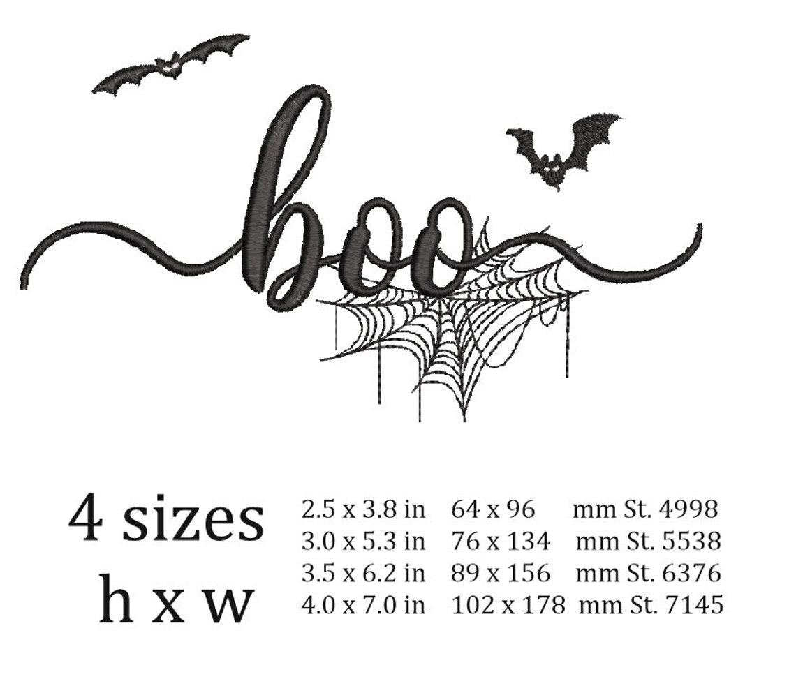 Boo Machine Embroidery Design Halloween Embroidery 4 Size. - Etsy