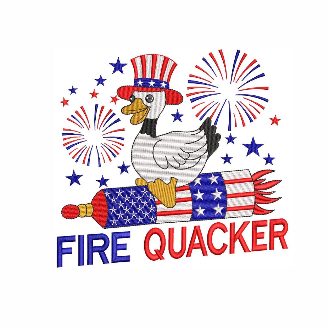 Firecracker Duck Embroidery Design: Patriotic 4th of July (instant ...