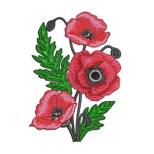 Poppies Embroidery Design, Flower Embroidery, 5 Sizes. - Etsy