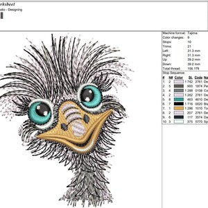 Ostrich Embroidery Design, 5 Sizes, Instant Download. - Etsy