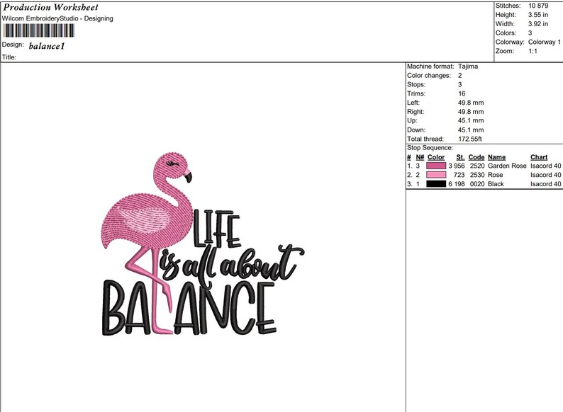 Life is All About Balance Embroidery Design, Flamingo Design, 4 Sizes ...