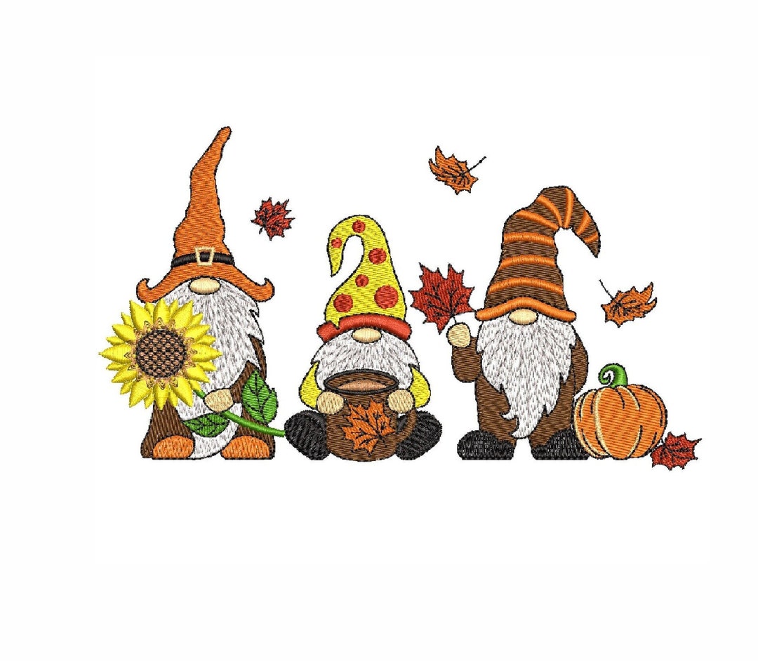 Fall Gnomes Embroidery Design, Autumn Embroidery, 4 Sizes, Instant ...