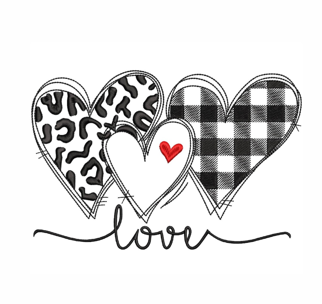 Heart Embroidery Design, 5 Sizes, Instant Download. - Etsy
