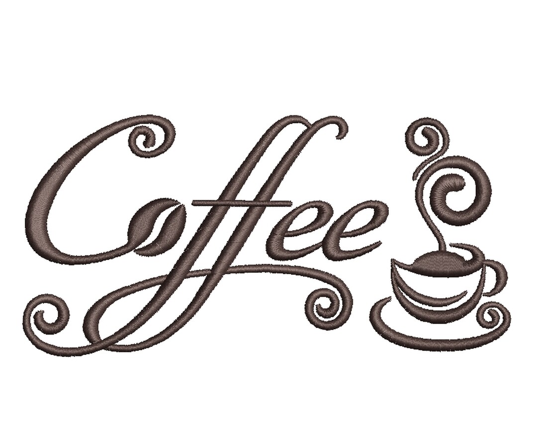 Coffee Embroidery Design, Kitchen Embroidery, 3 Sizes, Instant Download ...