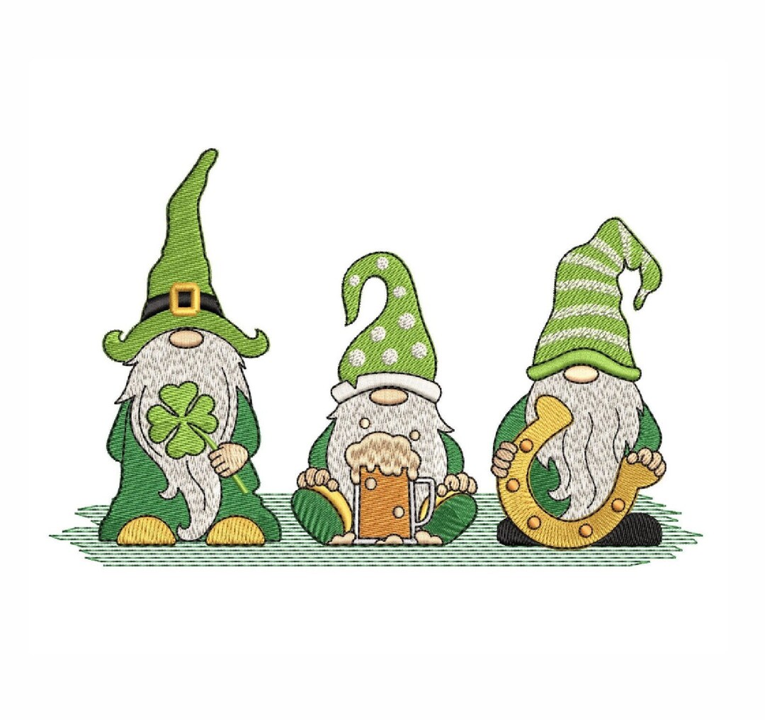 St. Patricks Day Gnomes Embroidery, 5 Sizes, Instant Download. - Etsy