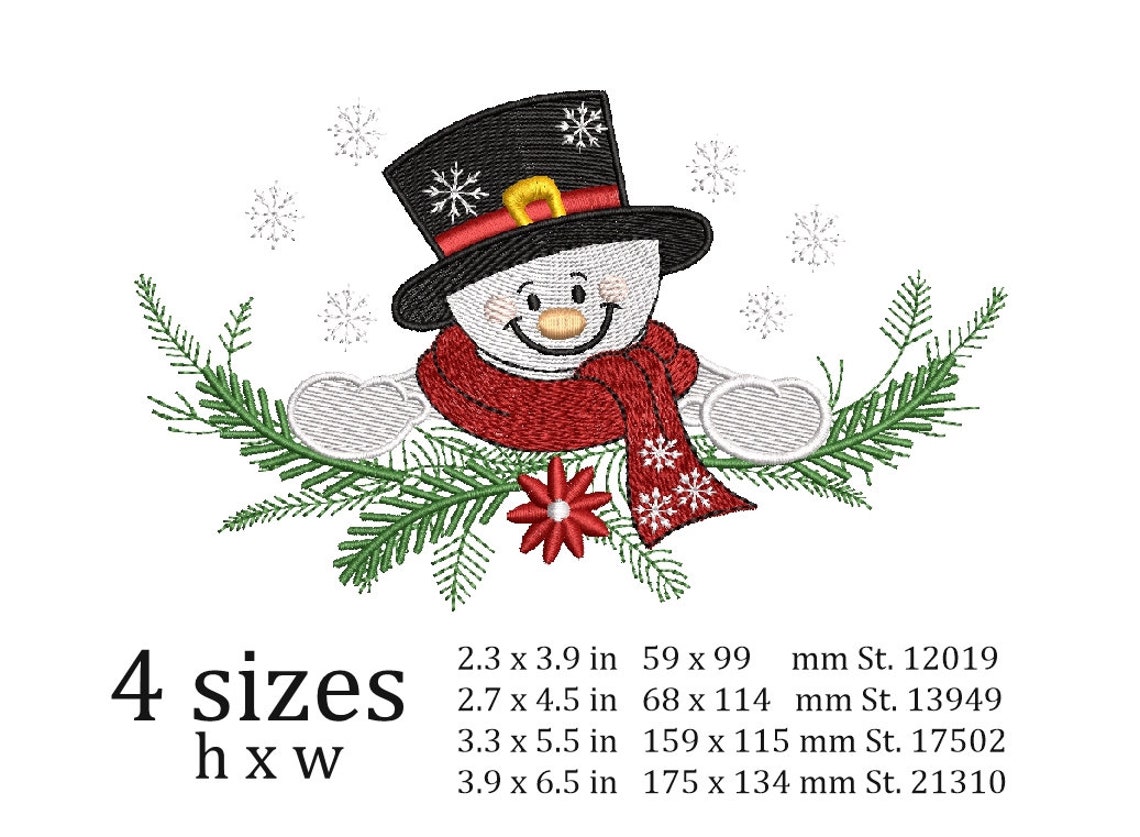 Snowman Machine Embroidery Design Winter Embroidery 4 - Etsy
