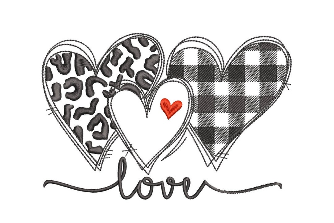 Heart Embroidery Design, 5 Sizes, Instant Download. - Etsy