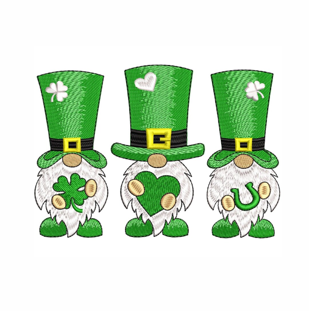St. Patricks Day Gnomes Embroidery, 3 Sizes, Instant Download. - Etsy