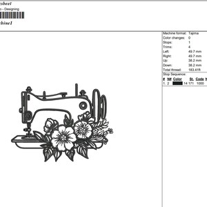 Sewing Machine With Flower- Embroidery Design, 5 Sizes, Instant ...