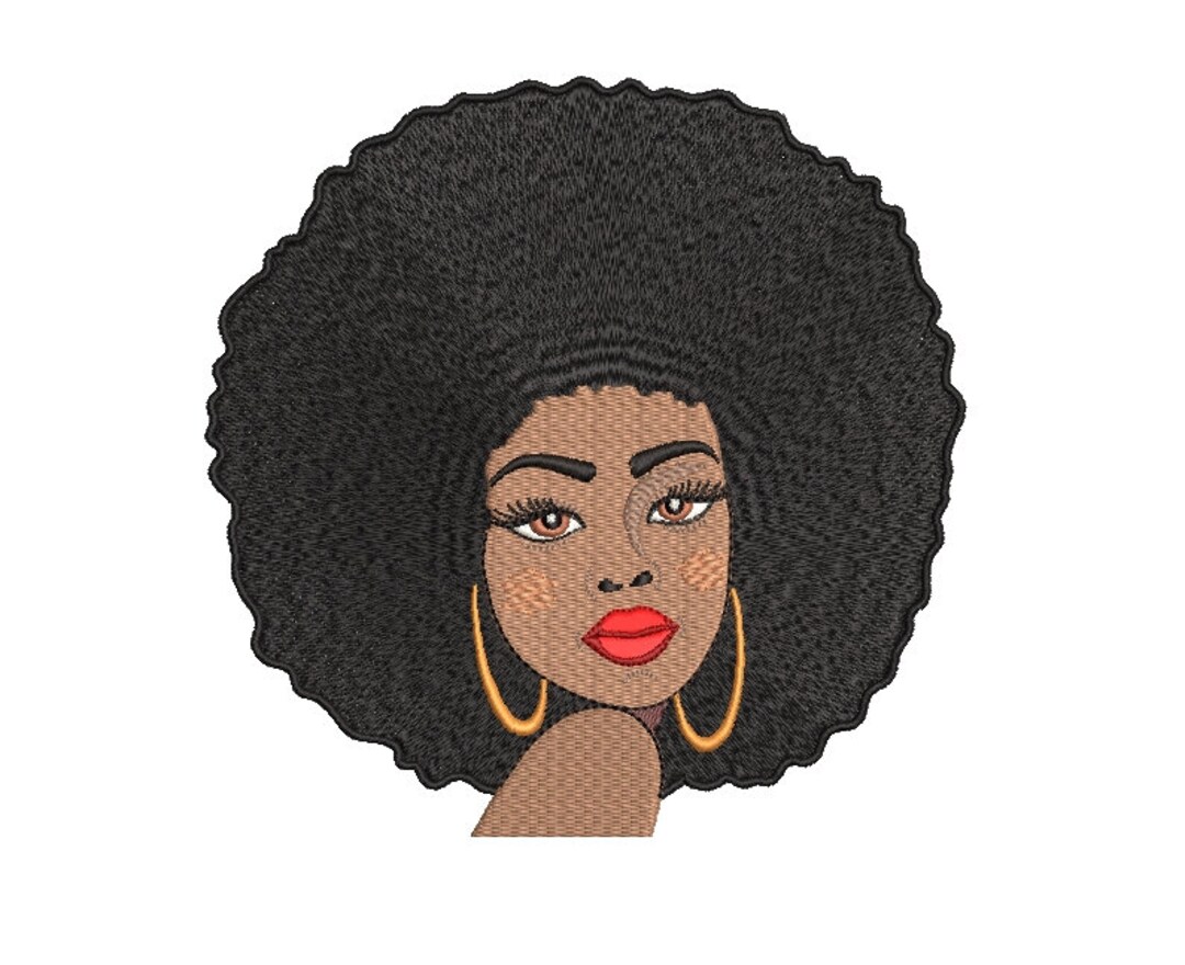 African Woman Face Embroidery Design: 4 Sizes (instant Download) - Etsy