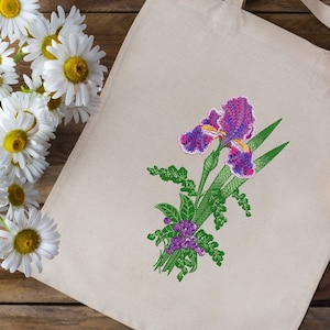 Iris Embroidery Design: Bouquet of Flowers, 7 Sizes (instant Download ...