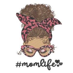 Mom Life Embroidery Design, Mom Bun, Hearts, Valentines Embroidery ...