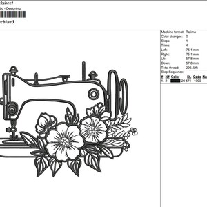 Sewing Machine With Flower- Embroidery Design, 5 Sizes, Instant ...