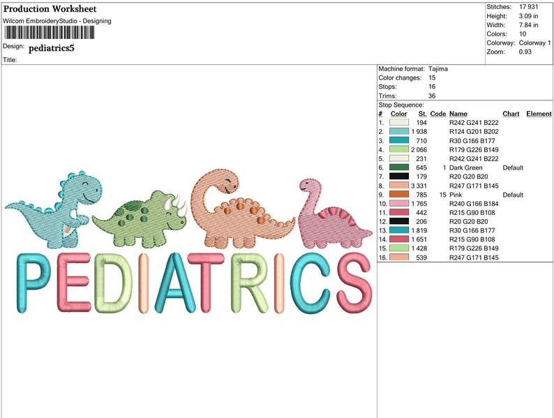 Dinosaur Embroidery Design: Pediatric Medical Logo (digital Download - Etsy