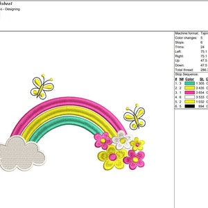 Rainbow Embroidery Design, 7 Sizes, Instant Download. - Etsy