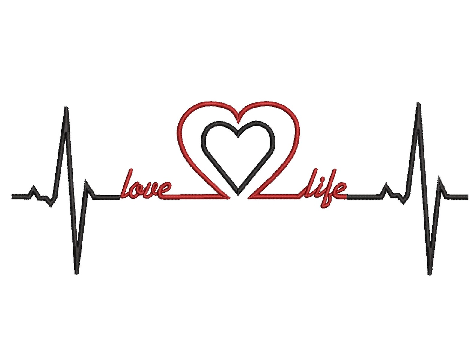 Heartbeat Machine Embroidery Design , 3 Sizes. - Etsy