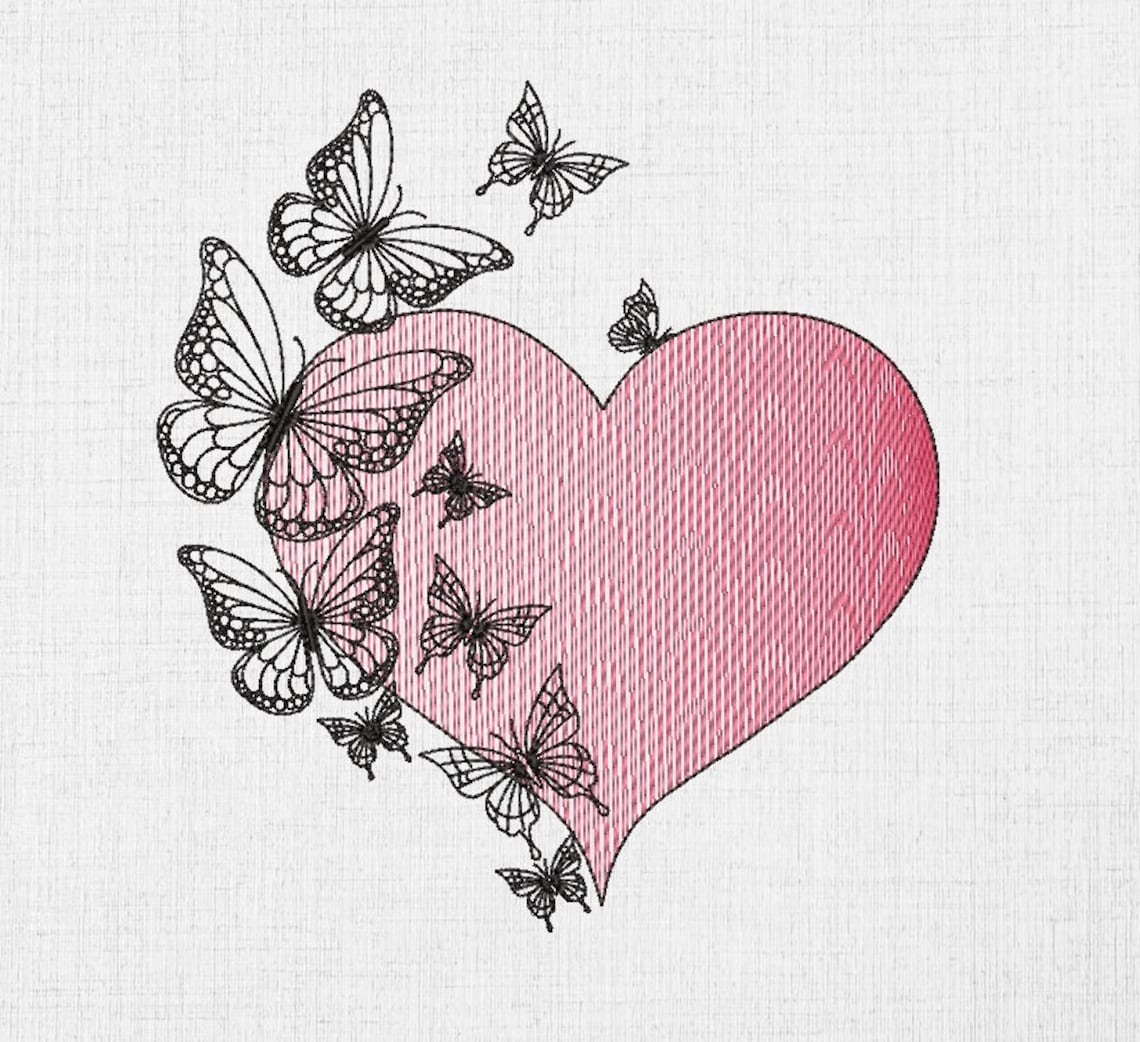 Heart Machine Embroidery Design 7 Sizes. - Etsy